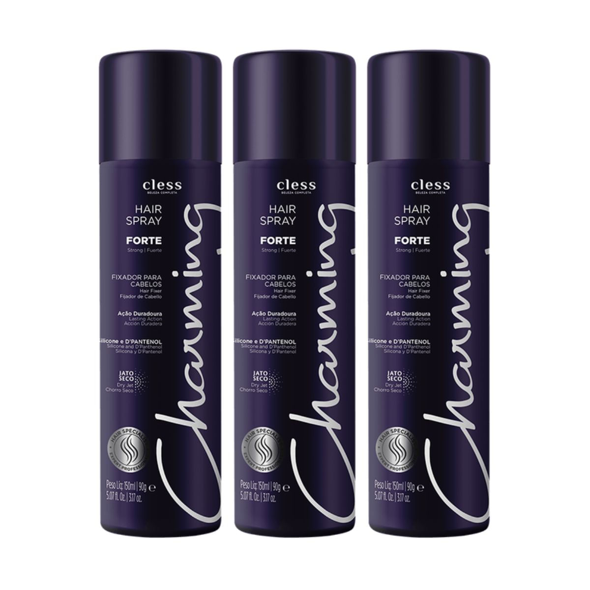 Kit Hair Spray Charming Forte 150ml 3 unidades - Cless Cosméticos
