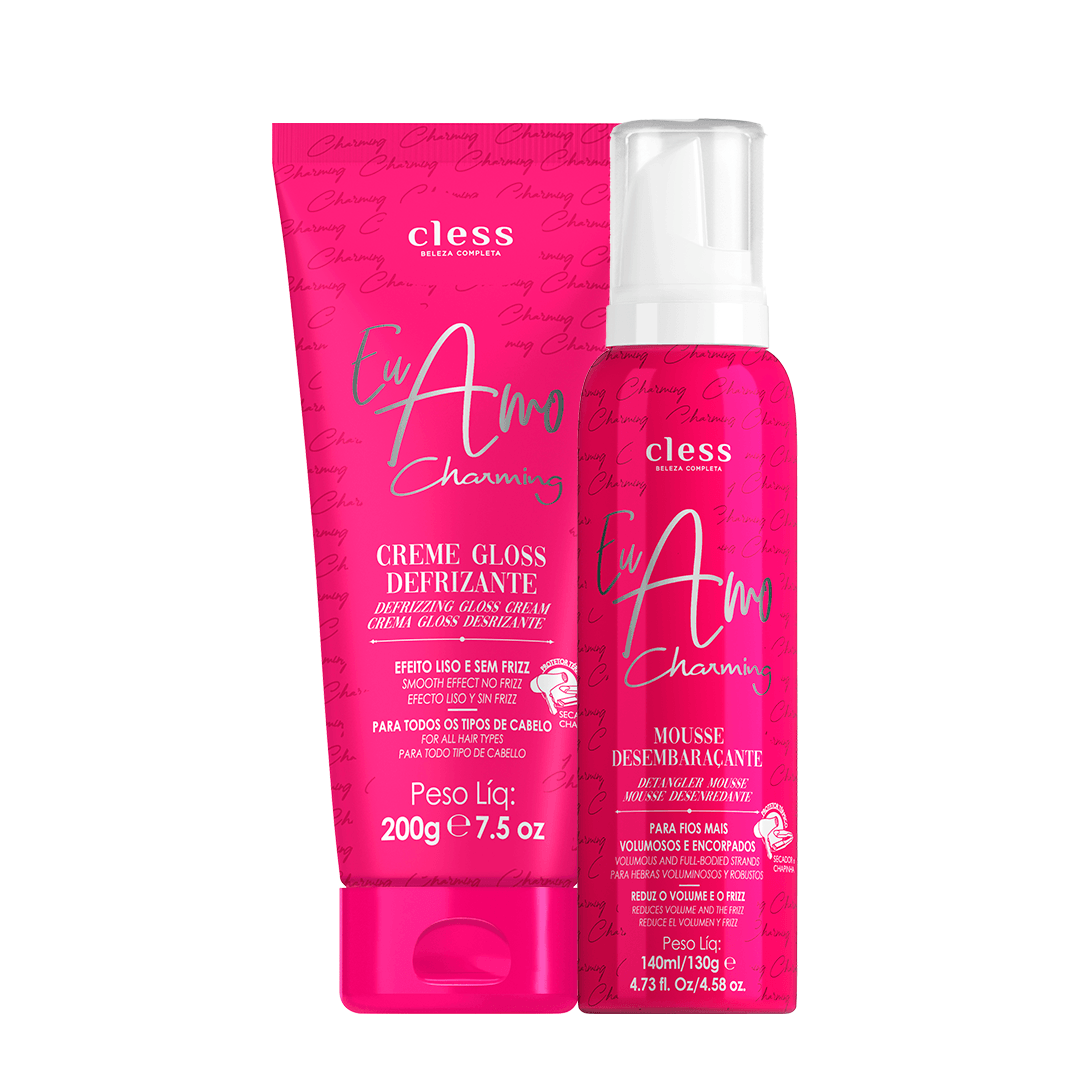 Kit Defrizante + Desembaraçante Eu Amo Charming - Cless Cosméticos