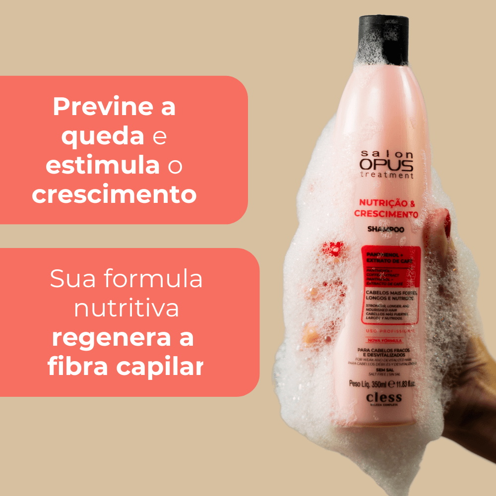 Salon Opus Shampoo Nutrição & Crescimento 350ml - Cless Cosméticos